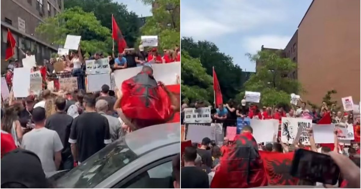 Shqiptarët në New York në protestë, Berisha: Diaspora është ngritur ...